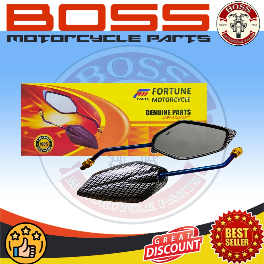 2 Tone Carbon Titanium Long Stem Side Mirror for Motorcycle 1 pair (SM ...