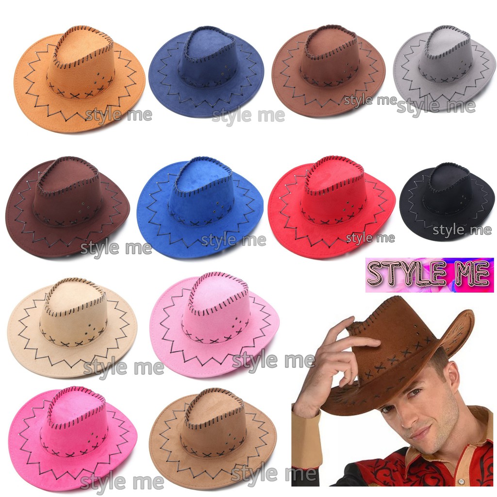 STYLE ME Cowboy Hat Wide Brim for Adult and Kids 13 Colors | Shopee ...