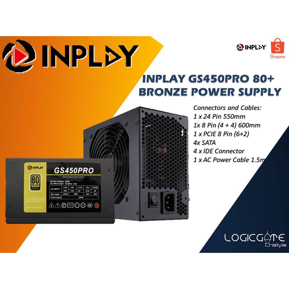 Inplay Gs450PRO 80+ Bronze Truerated PSU | Shopee Philippines