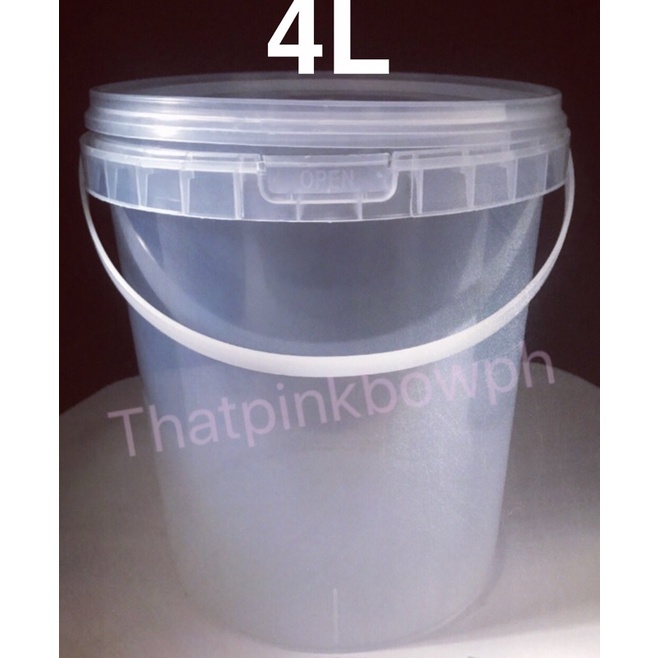 4L Plastic Bucket Container with Lid Cover and Handle Food Grade Pail ...