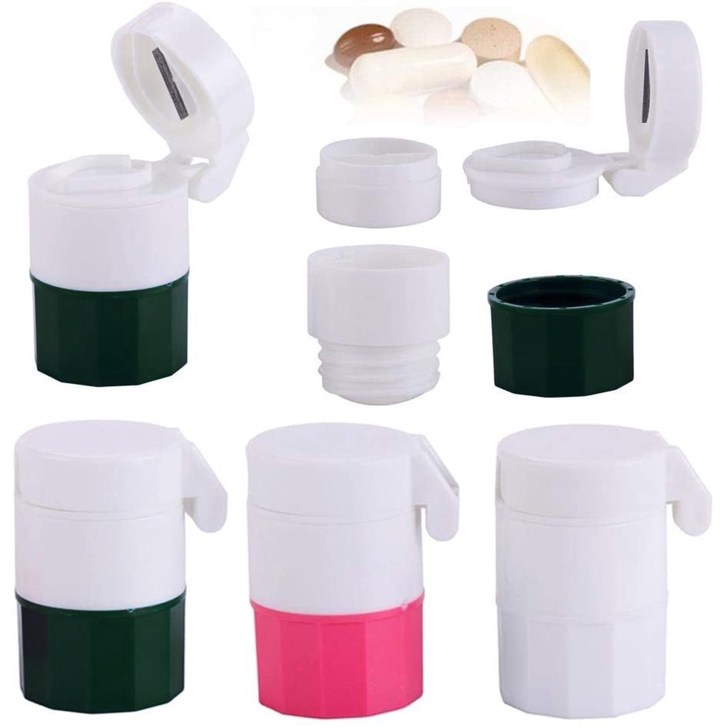 4 in 1 Medicine Pill Box Crusher Grinder Splitter Travel Containers ...