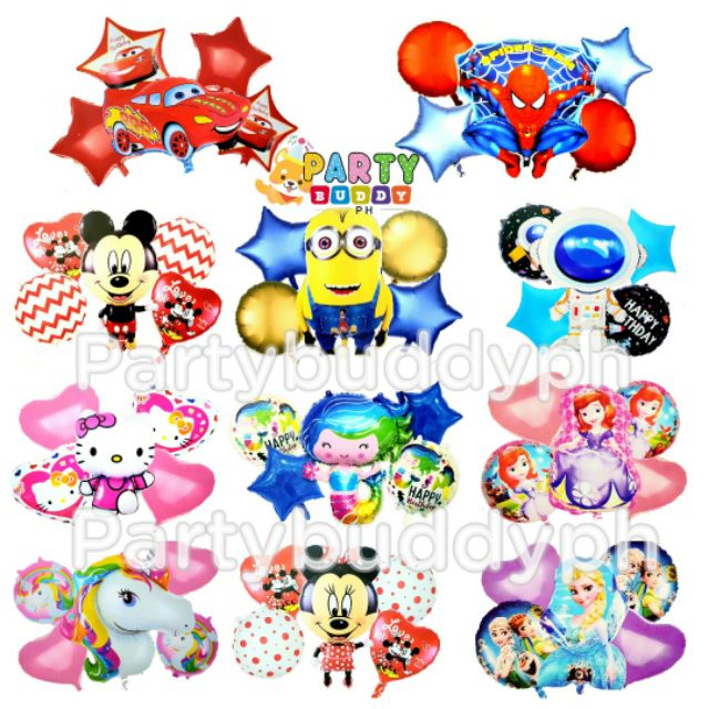 5pc Boy Girl Character Foil Balloon Package Set PartyBuddyPH | Shopee ...
