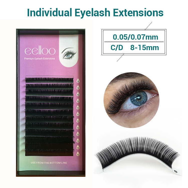 eelloo 12 Rows Individual False Eyelash Extension Fake Lashes Natural ...