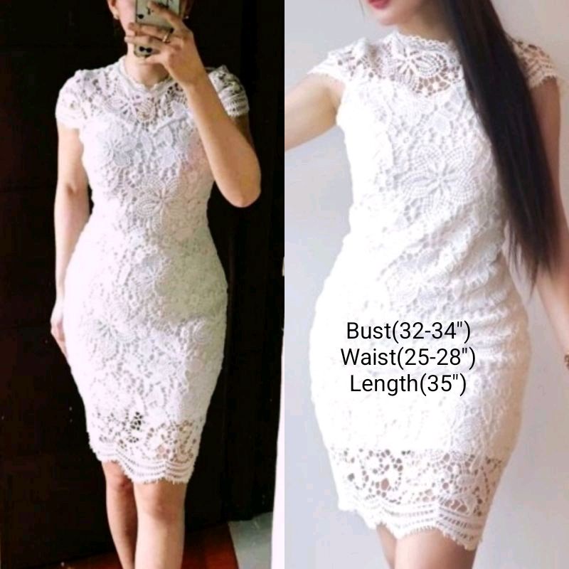 (SSK) #665 Women's Embroidery Lace Bodycon Dress | Shopee Philippines