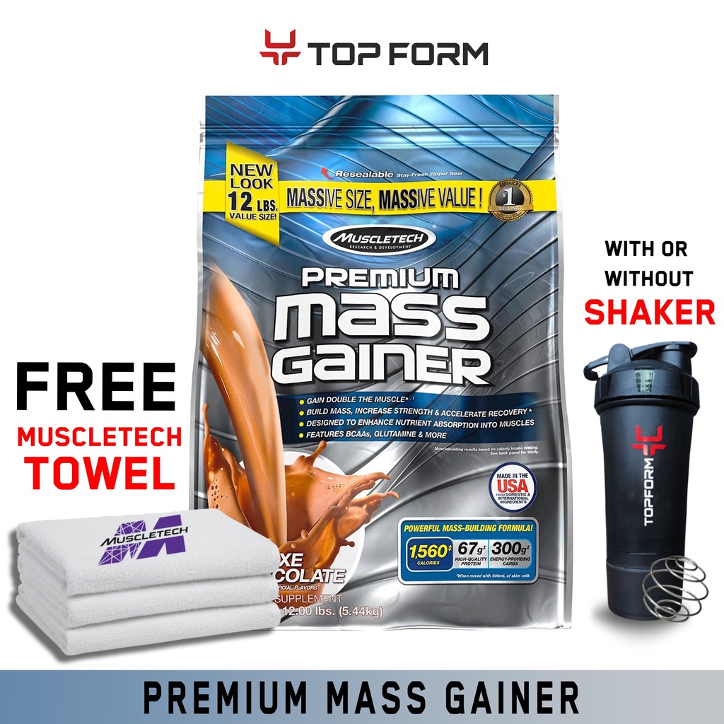 Muscletech Premium Mass Gainer 12lbs + Free Shaker, Muscle Tech Mass ...