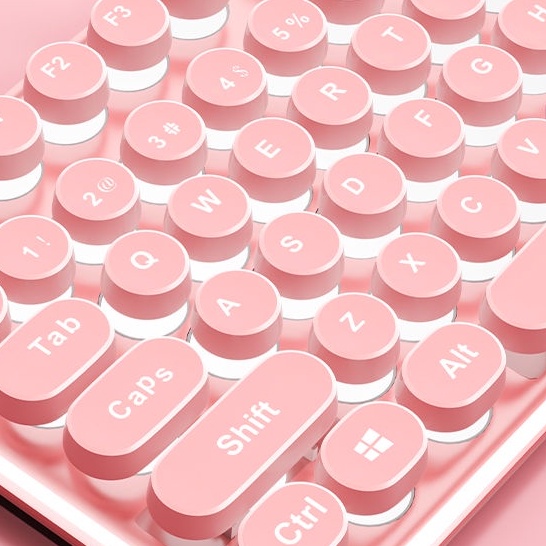 Pink Cute Girl Mechanical Feeling Wired Punk Keyboard and Mouse Set ...