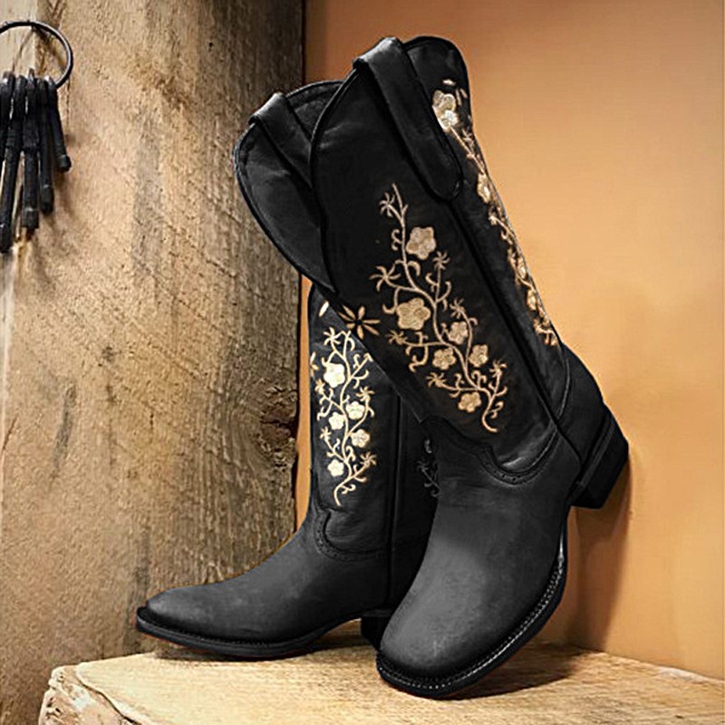 Women's Cowboy Cowgirl Boots Modern Western Embroidered Wide Calf ...
