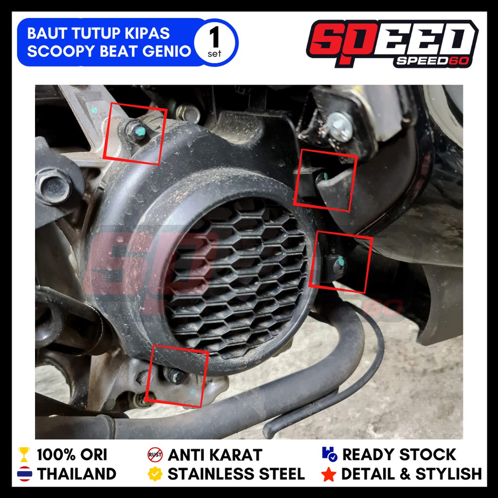 Honda Beat Scoopy Fan Cover Bolts Thai Probolt Stainless Steel King Nut ...