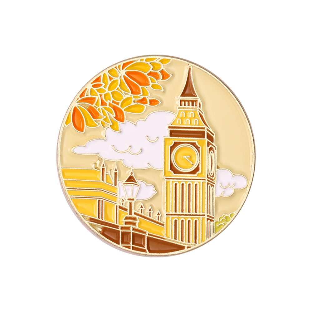 Landmark Enamel Pins Big Ben London Eiffel Tower Paris Brooches Lapel ...