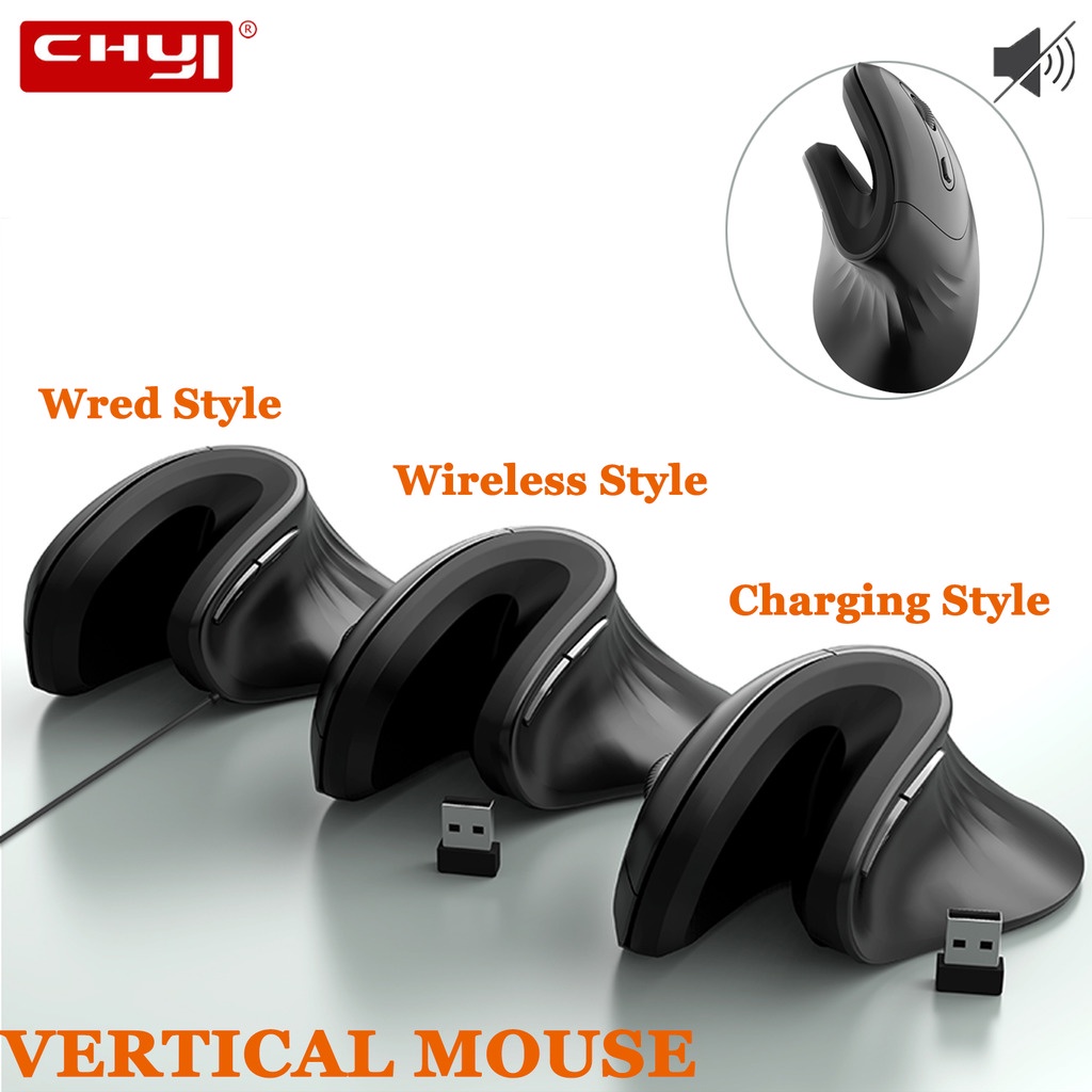 2.4G Ergonomic Vertical Mouse Wireless Optical Mouse 6 Buttons Wired ...