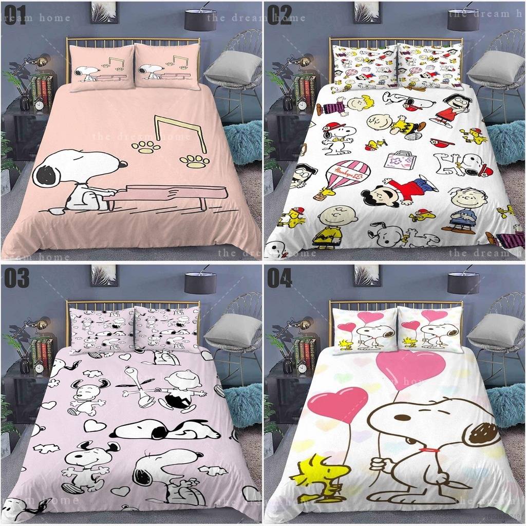 Csp Peanuts Snoopy Anime 3in1 Bedding Set Bed Sheet Quilt Cover ...