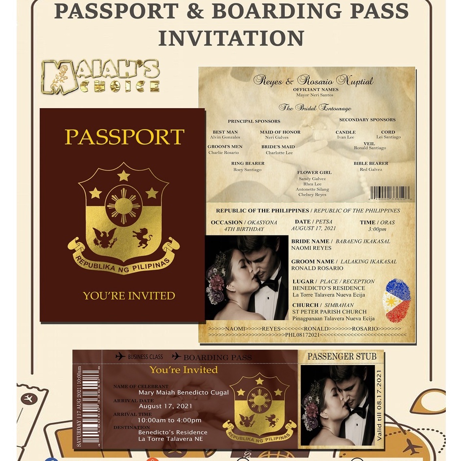 MC MATTE PASSPORT | PASSBOOK | BOOKLET AND BOARDING PASS INVITATION ...
