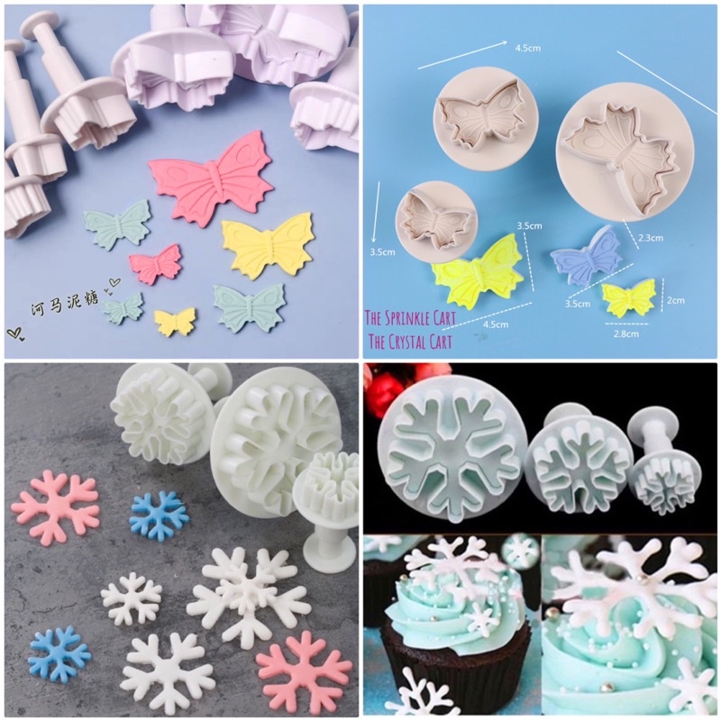 Fondant Plunger Butterfly Cutter Plunger Snowflakes Cutter Plunger TLC ...
