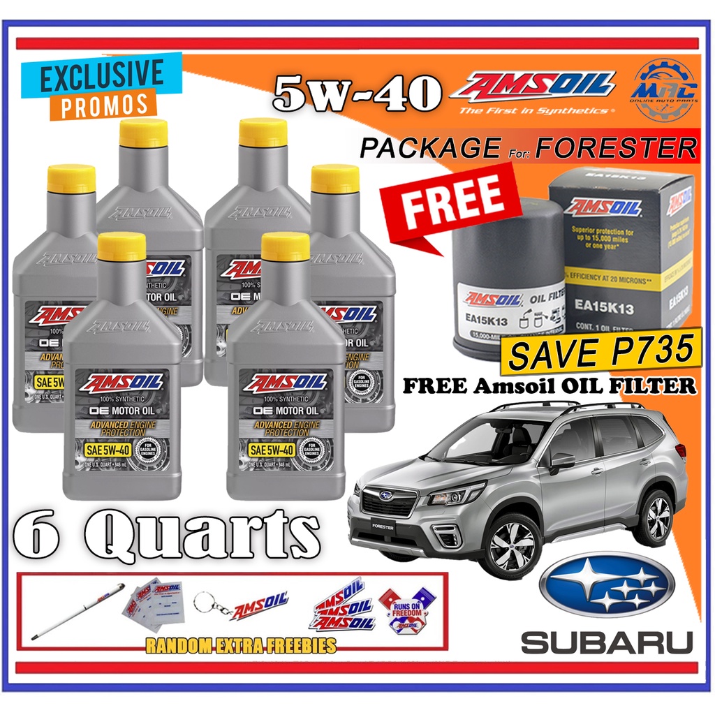 AMSOIL OE Motor Oil 5W40 6 quarts FREE Oil Filter Package for SUBARU ...