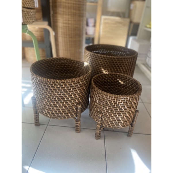 Native handwoven labtang/rattan planter with stand | Boho (sold per pc ...