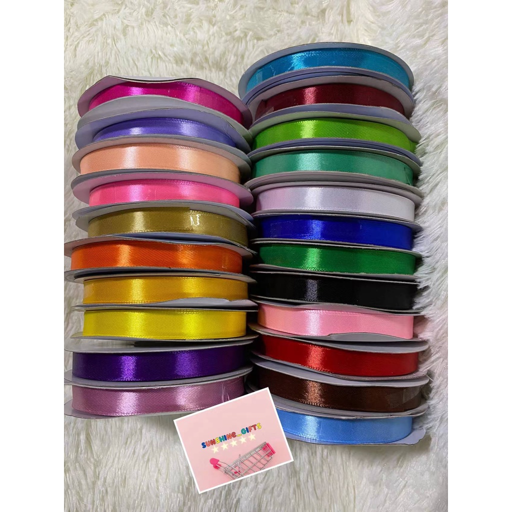 Ribbon Satin 1/2 inches Double Edge Plain 50 yards | Shopee Philippines