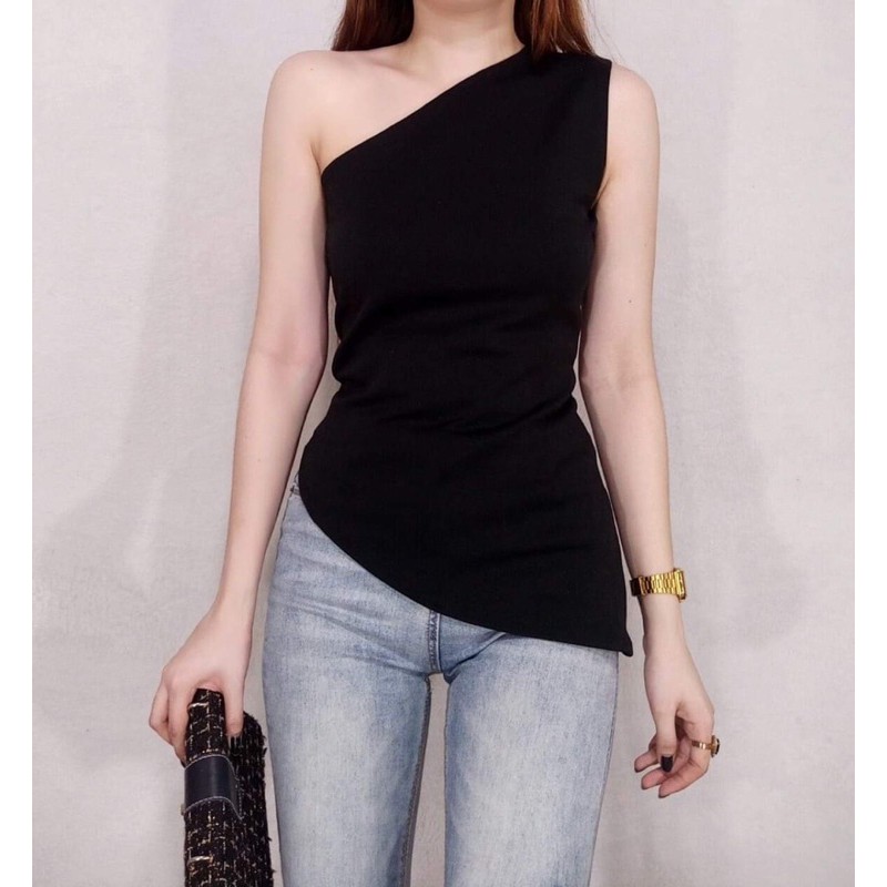 ONE SIDED SLEEVELESS BLOUSE | Shopee Philippines