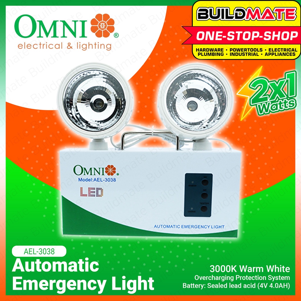 OMNI Automatic Emergency Light 3000K WARM WHITE AEL-3038 •BUILDMATE• | Shopee Philippines