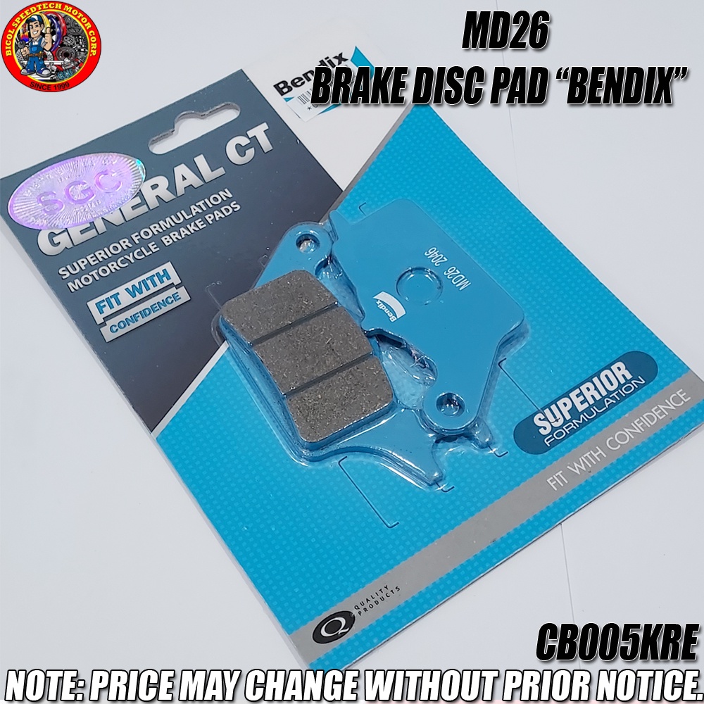BENDIX MD26 BRAKE DISC PAD DASH/WAVE110 NEW R/XRM TRINITY/ALPHA (CB005KRE) | Shopee Philippines