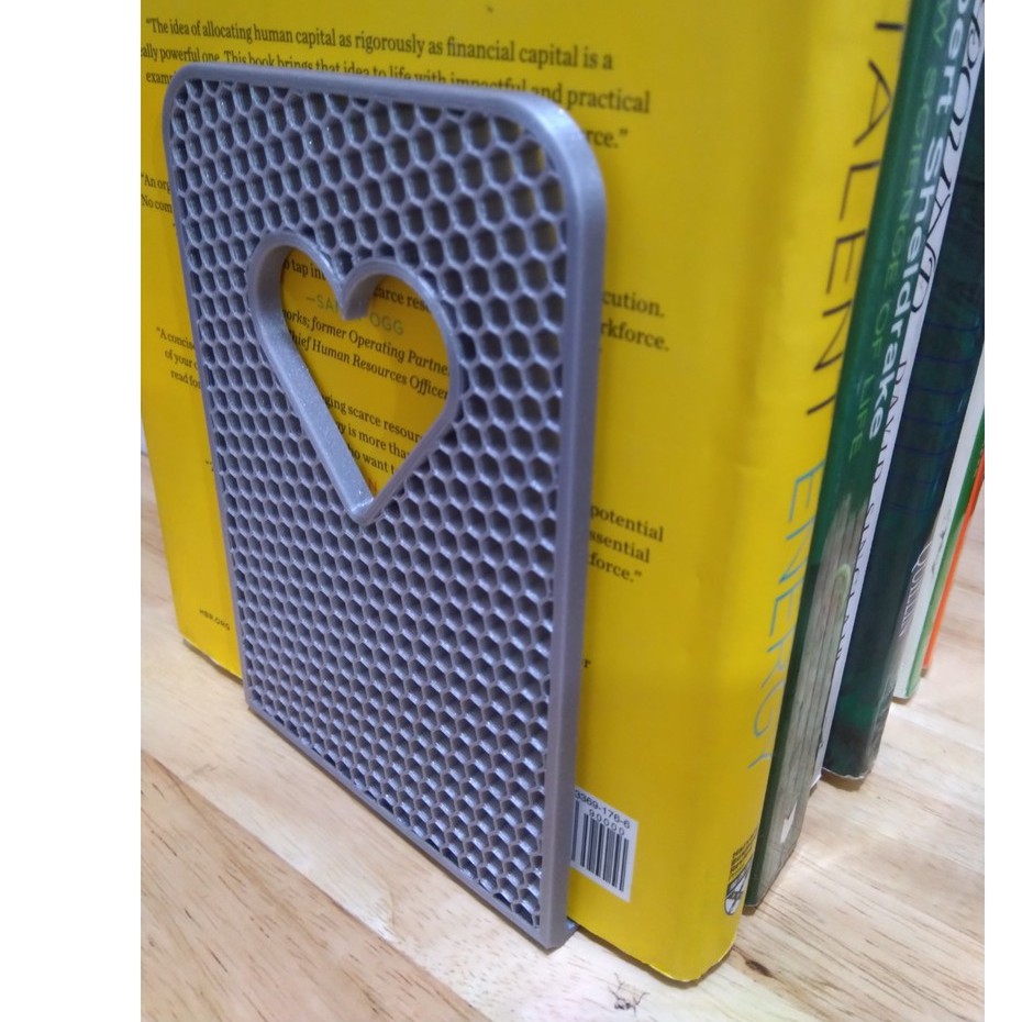 Bookends - thick 3d print honeycomb pattern silver bookends bookshelf ...