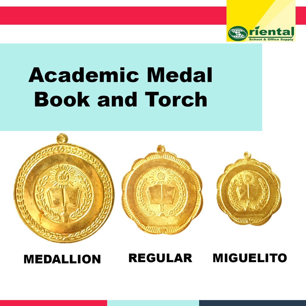Medallion Academic Medal Book and Torch with Lace - GOLD / SILVER ...