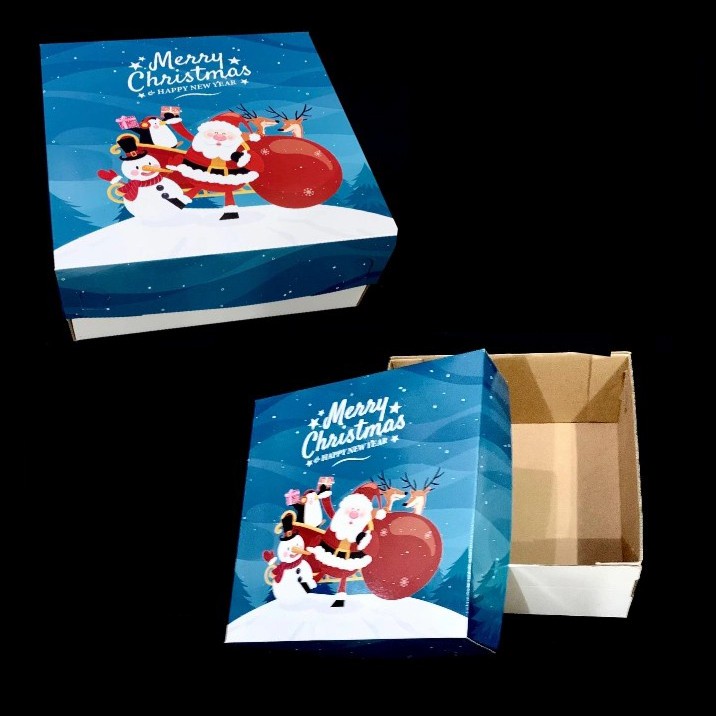(5 Pcs) Santa Blue Christmas Cake Box Packaging Box Cake Box Bread Box ...