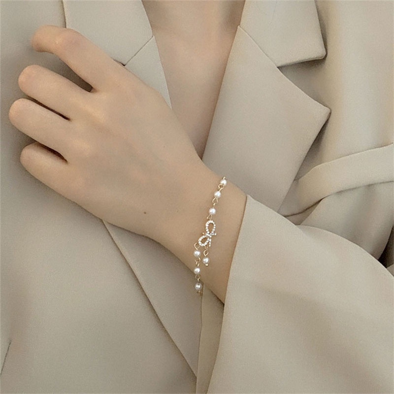 Korean Sweet Bowknot Pearl Bracelet Fashion Exquisite Women's Jewelry ...