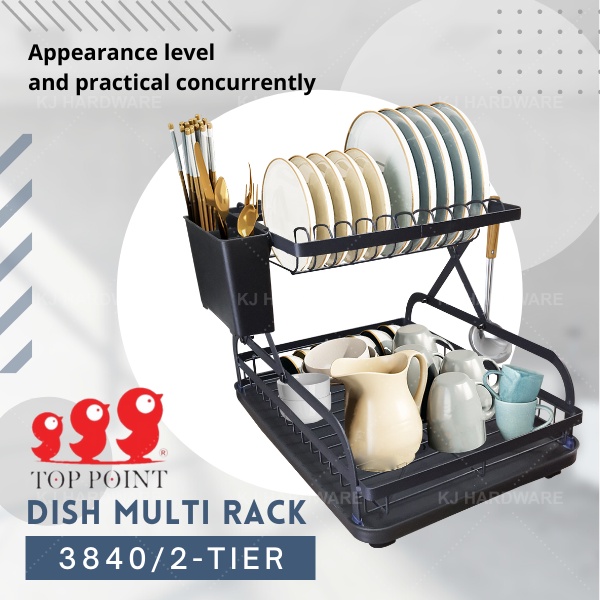 "TOP POINT" Dish Multi Rack Rak Pinggan 3840/2-Tier (Black) | Shopee ...