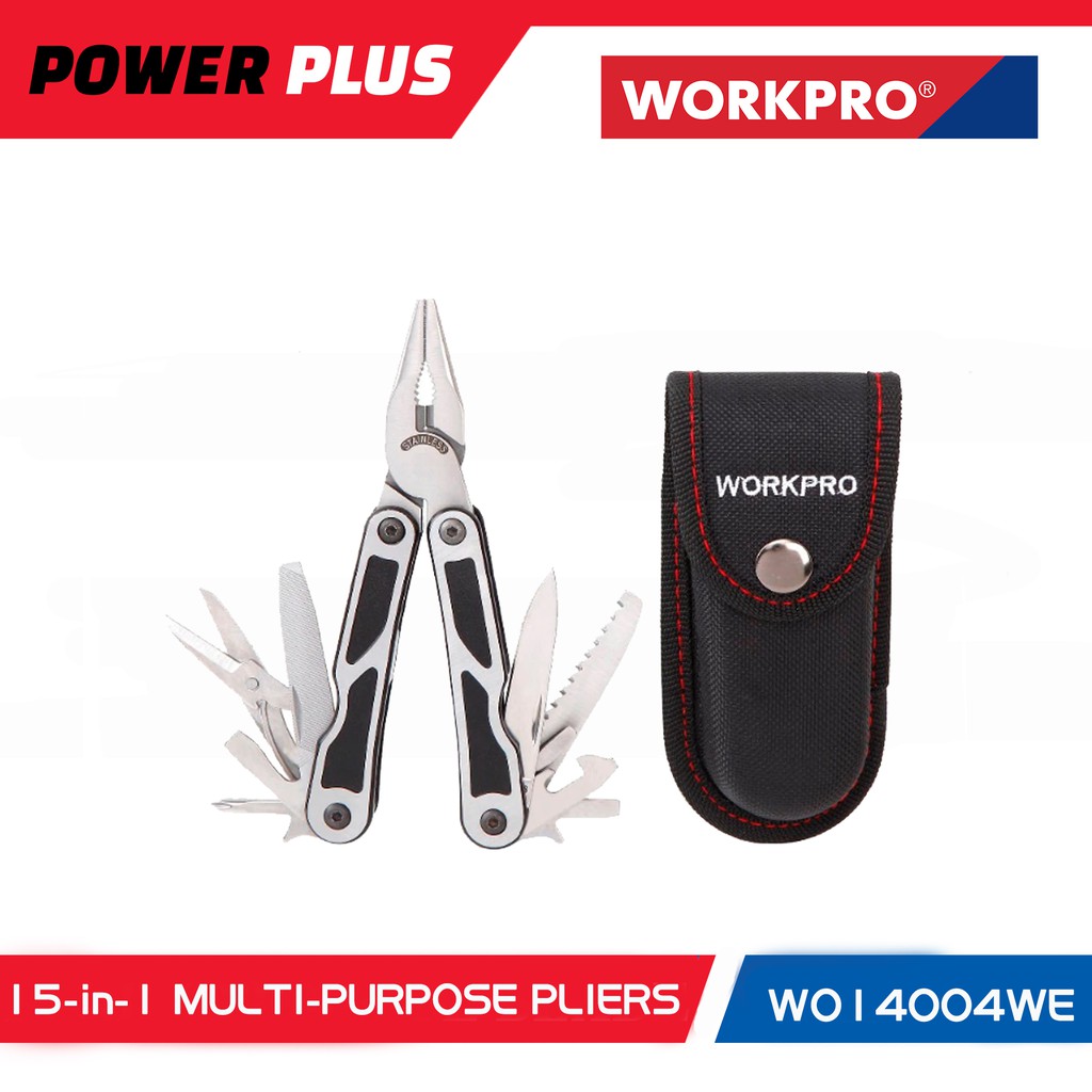 POWERPLUS WORKPRO 15 in 1 Multi Plier Stainless Steel Multitool Wire ...