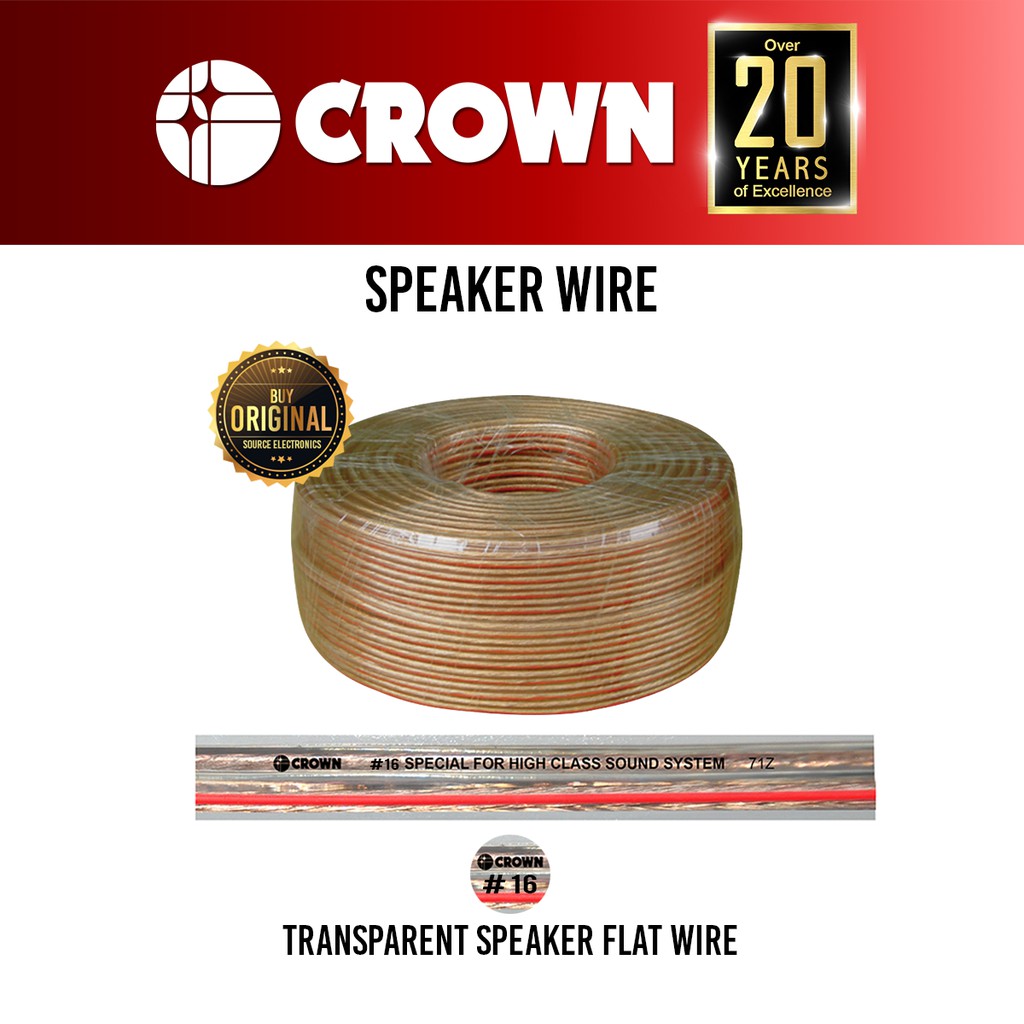 Crown Trans Wire #16 Transparent Speaker Wire 1 Roll | Shopee Philippines