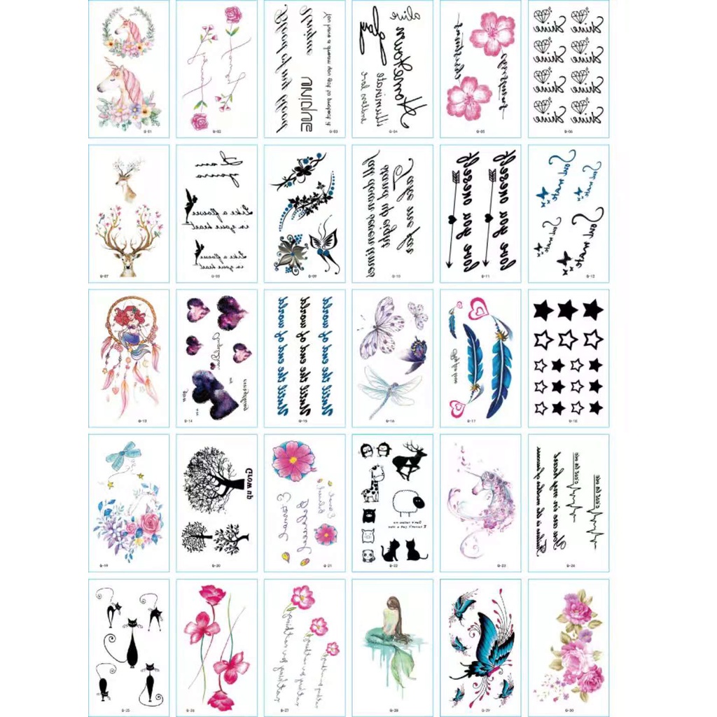New 30pcs Temporary Tattoo Sticker Waterproof And Cute Sticker English