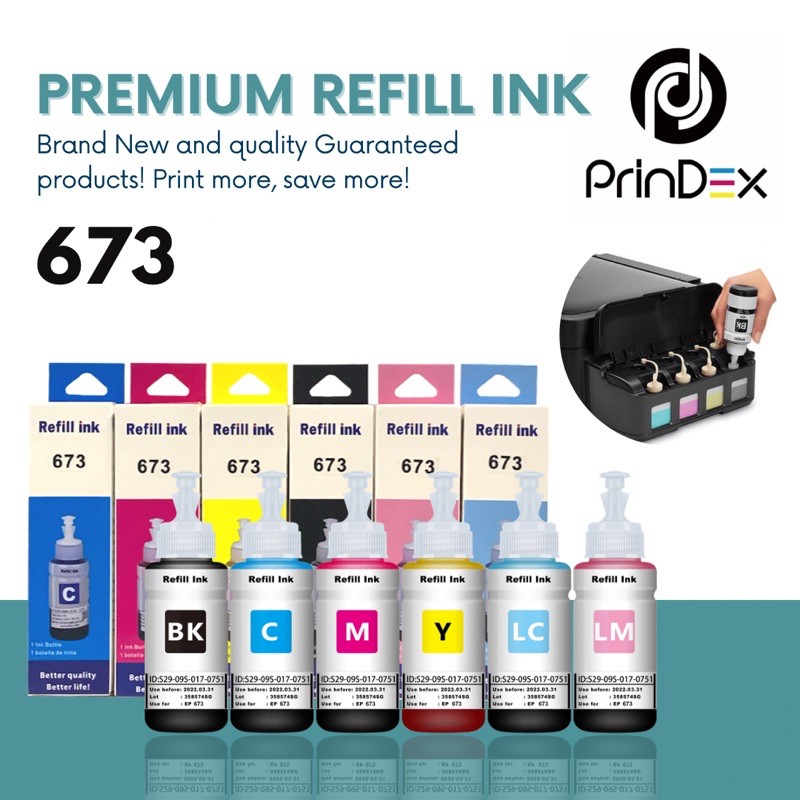 PrinDex 70ML Premium 673 Dye ink for 673 L800 L801 L805 L810 L850 L1800 ...
