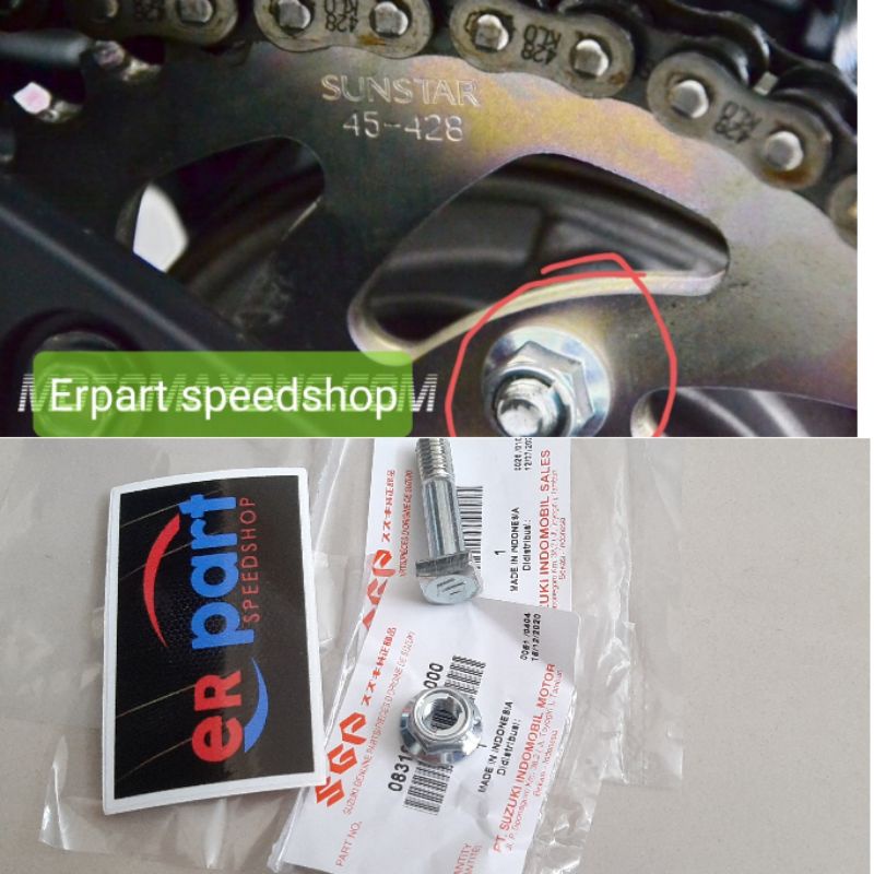 Gear nap bolt Gsx 150 Satria Fu Fi Raider 150 Fi bold Nut sprocket Gear ...