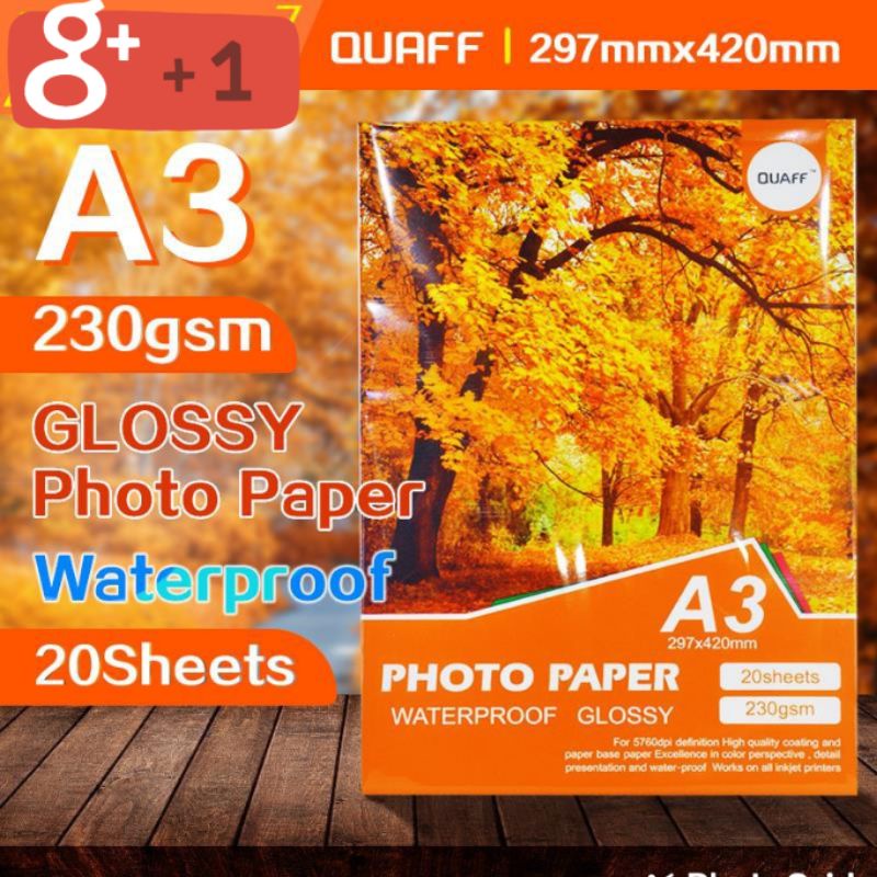 QUAFF PHOTO PAPER GLOSSY A3 SIZE 230GSM | Shopee Philippines