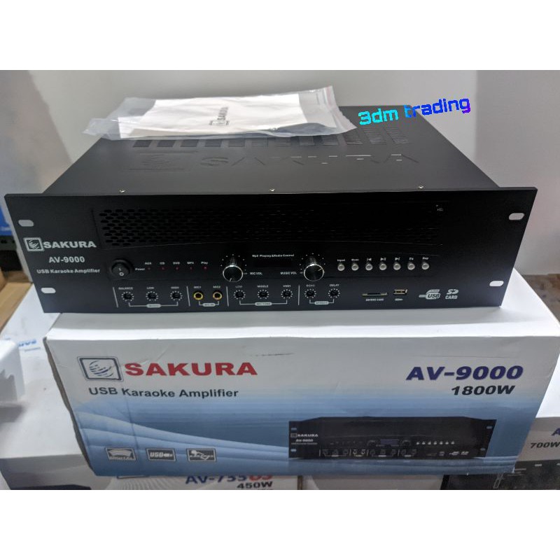 AV-9000 ORIGINAL SAKURA AMPLIFIER 1800Wx2 with MICROPHONE INPUT,USD/SD PORT 2 CHANNEL | Shopee ...
