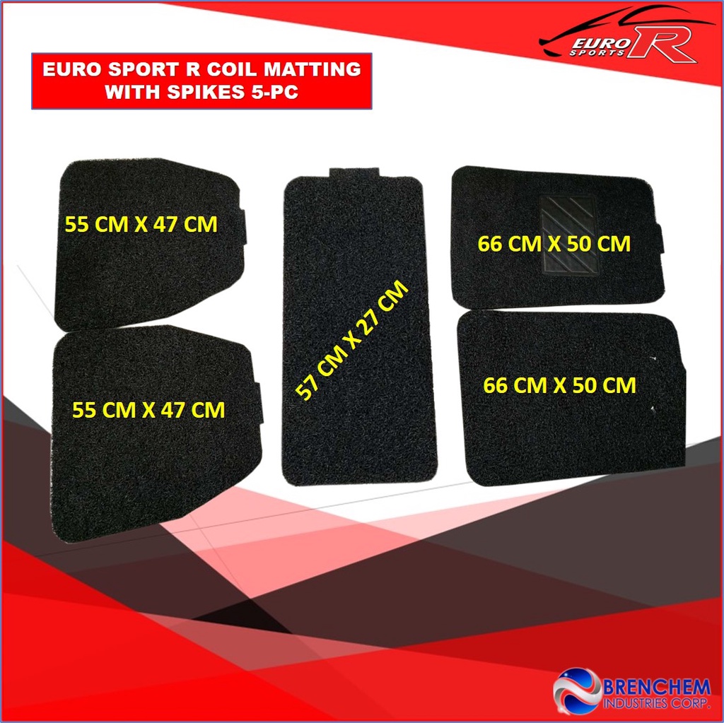 Euro sports R Universal Car Mat Coil Matting With Spikes 5-pc/3-pc ...
