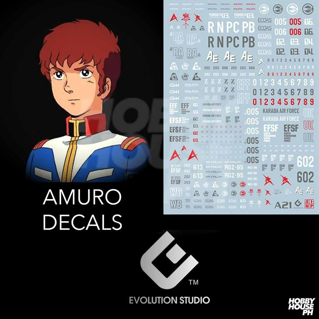 Gundam EVO Studio Amuro MS Fluorescent Waterslide Decals | Shopee ...