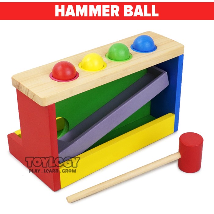 KAYU Children's Wooden Toys Motor Education Hammer Ball Slide Hammer ...