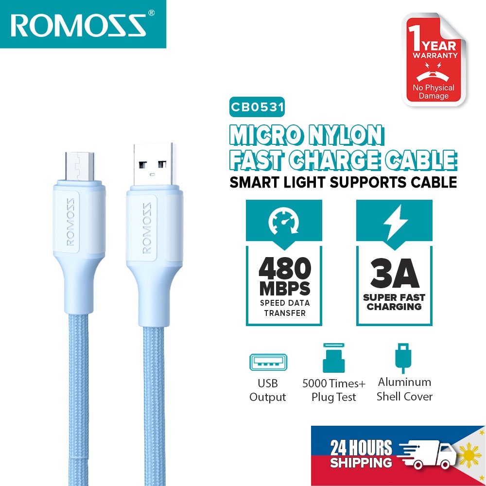Romoss CB0531 Micro USB 3A Charging Cable Android Speed Data Fast ...