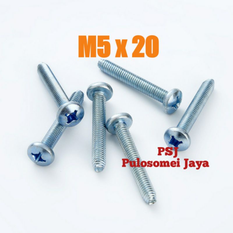 JP Bolts / M5 x 20 / Galvanized Machine Screw (10 Pcs) | Shopee Philippines