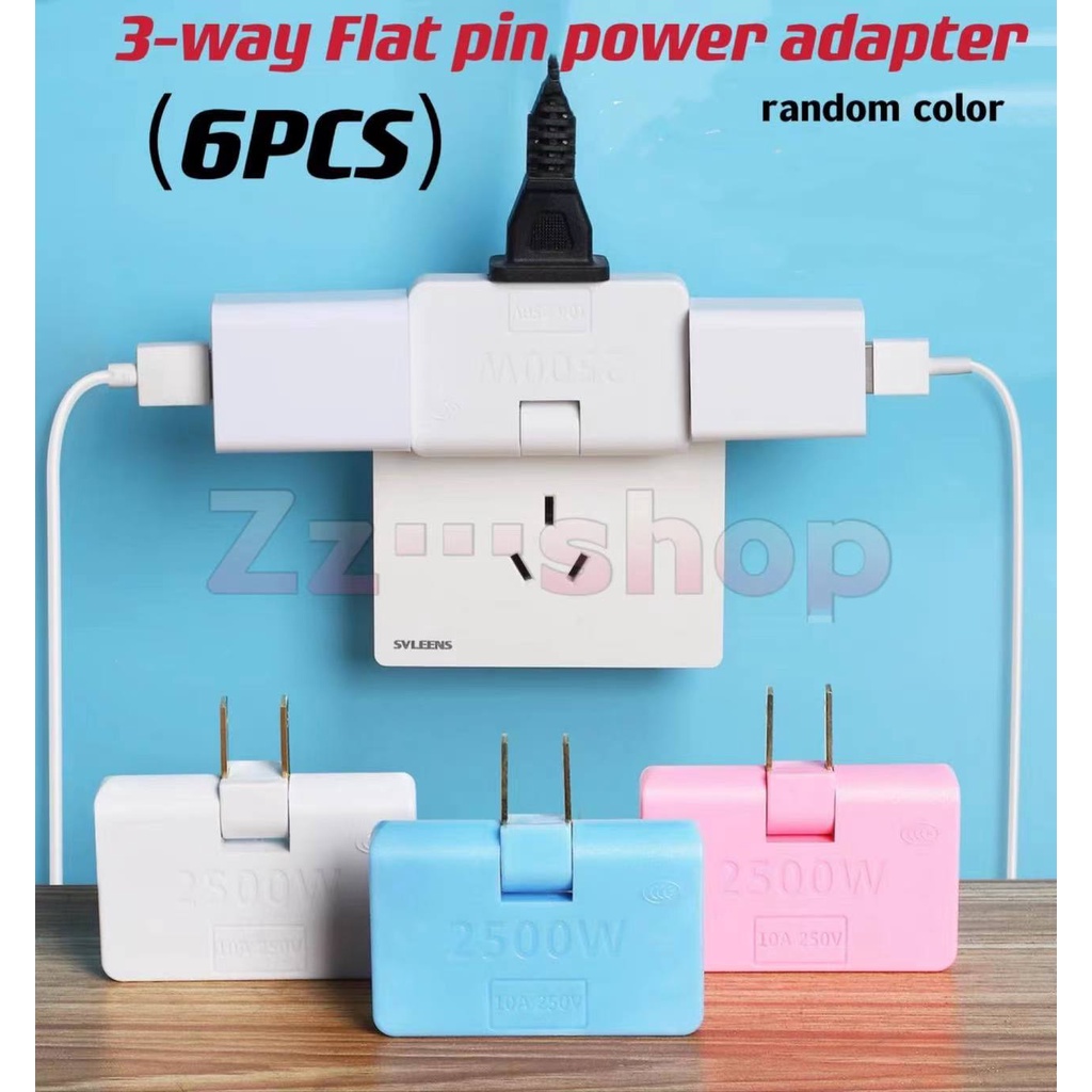 (6PCS) 3-way Rotatable Flat Pin Power Adaptor Socket with Adjustable ...