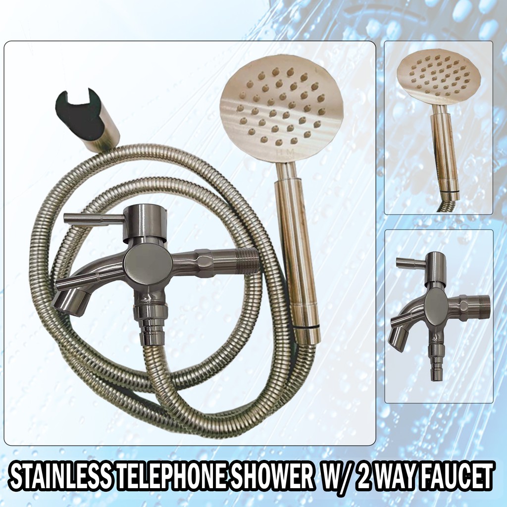 304 Stainless Telephone Shower with Two Way Faucet k-318 | Shopee ...