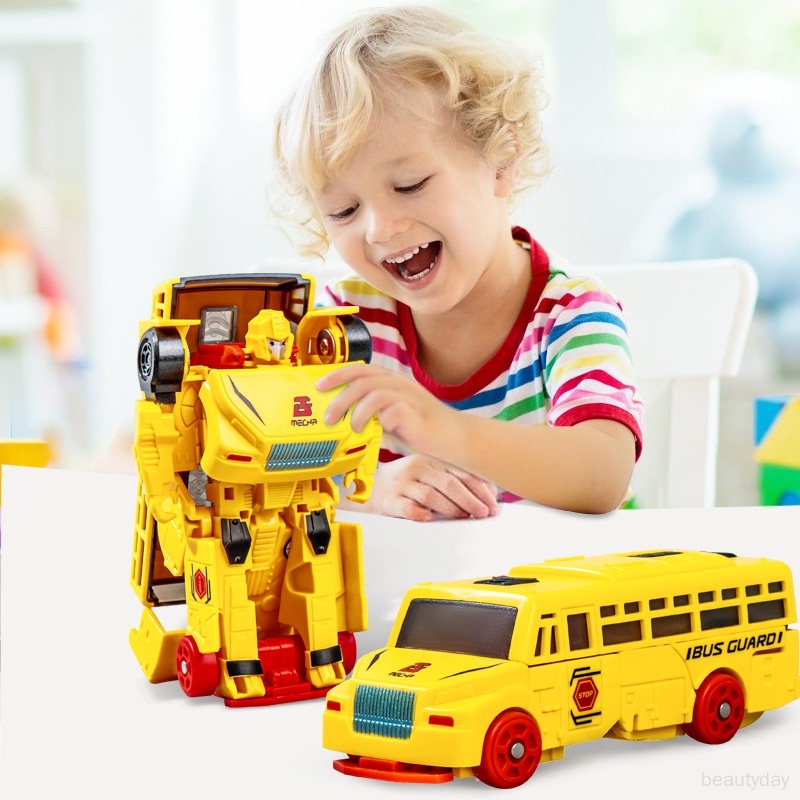 Kids Car Transform into Toys Cute School Bus Transforming Car Toy ...