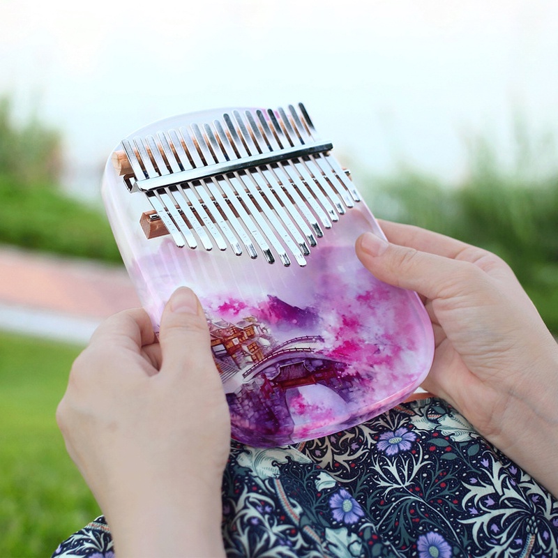 17 Keys Kalimba Thumb Piano Acrylic Mbira Body Musical Instruments ...