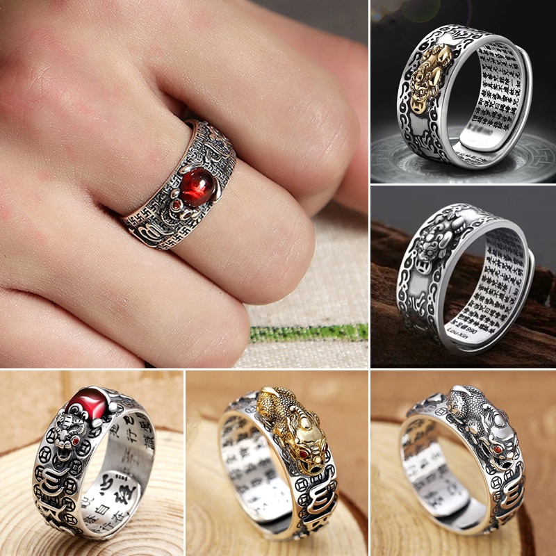 Feng Shui Pixiu Mani Mantra Protection Wealth Ring Amulet Wealth Lucky ...