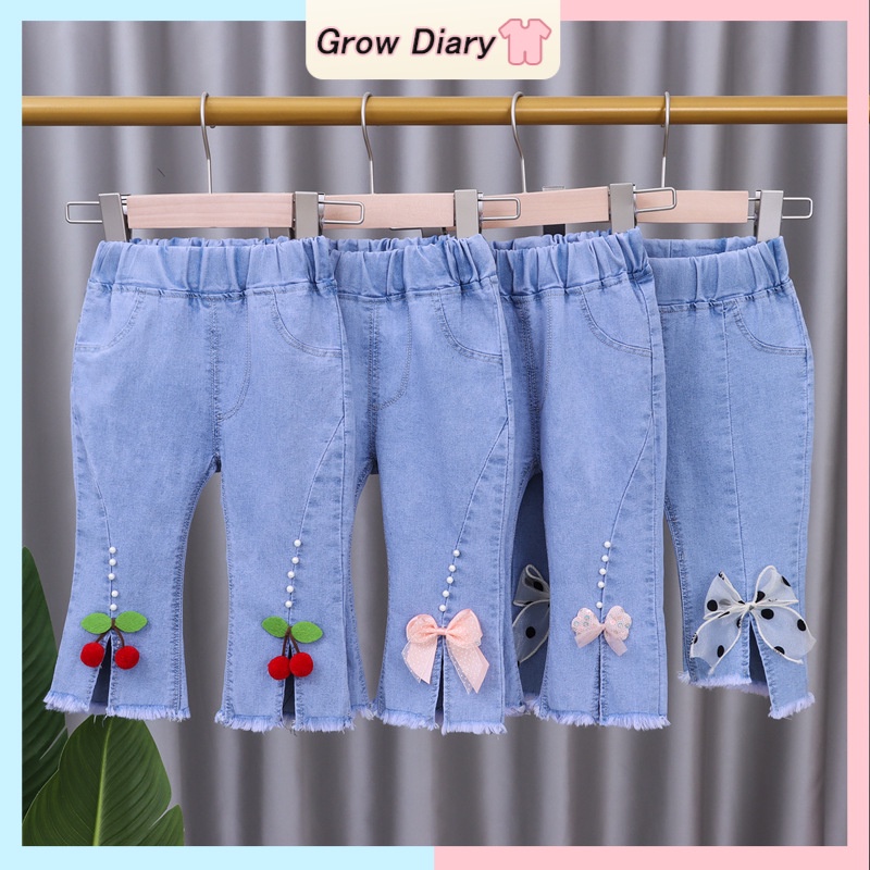 Jeans For Girls Summer Capris With Cherry Decoration Fashion Korean ...