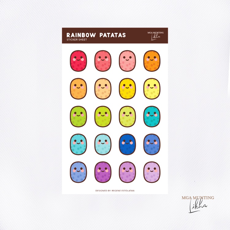 LIKHA Rainbow Patatas Sticker Sheet (Cute Stickers for Planners and ...