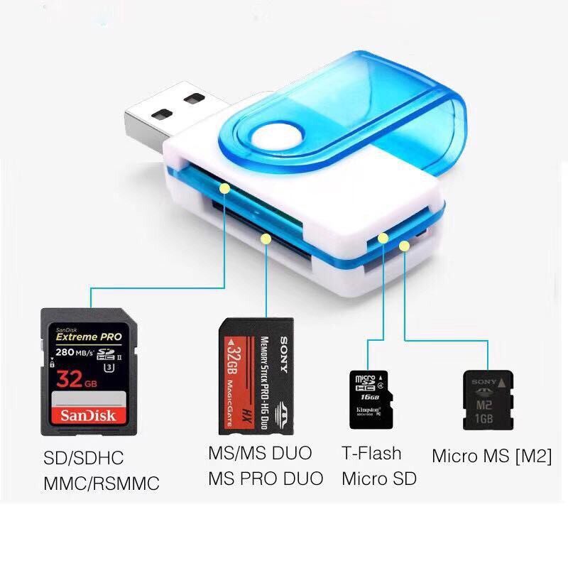 4 in 1 micro SD SDHC TF MMC M2 MS USB 2.0 card reader OTG | Shopee ...