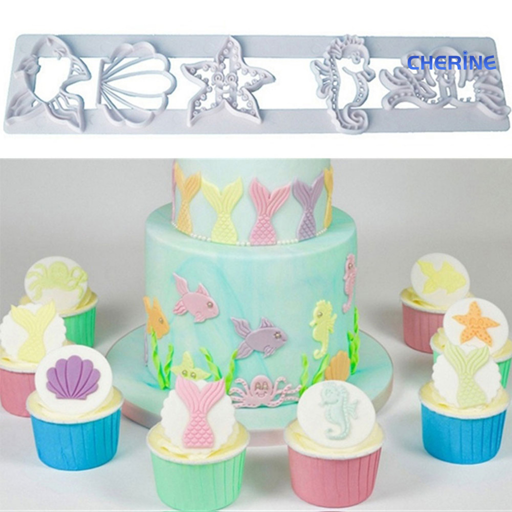 [HB] Fondant Cake Mold Ocean Animals Design Decorative Plastic Creative ...