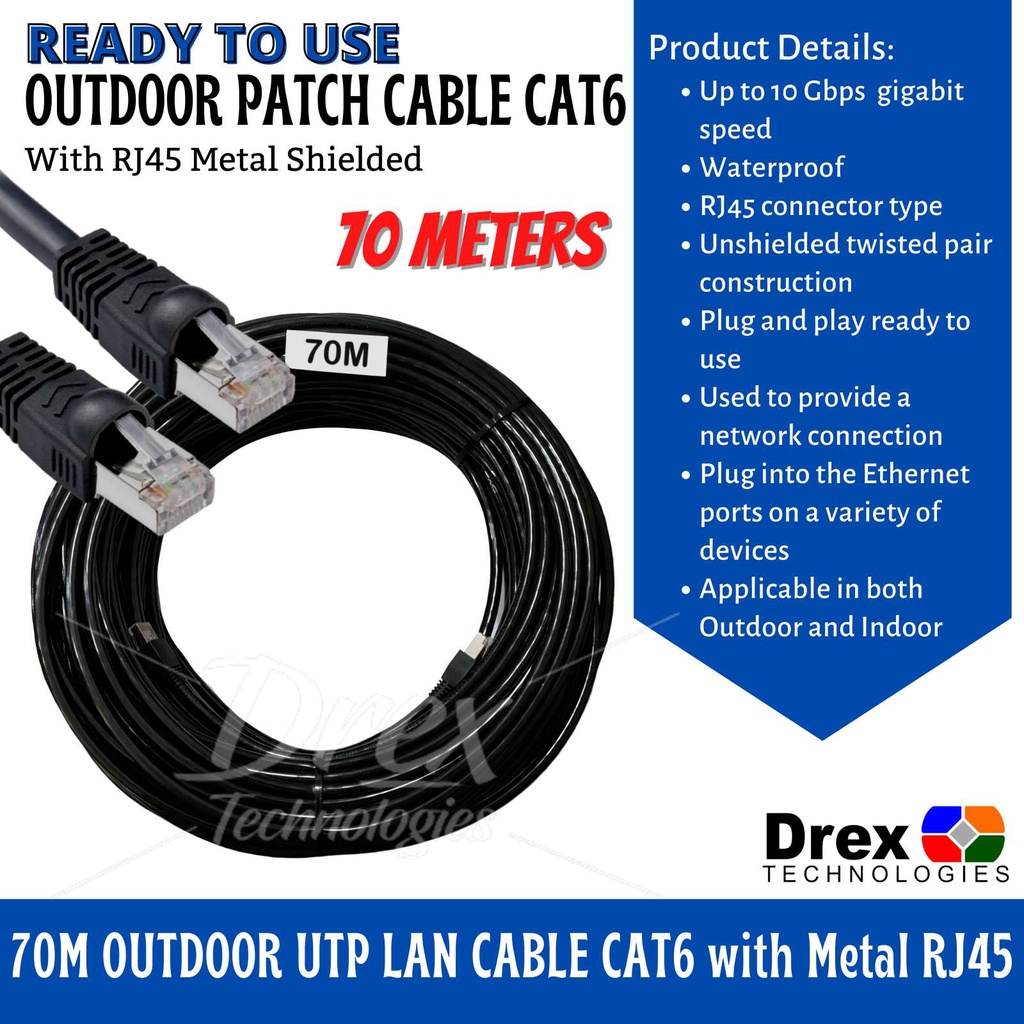 70M Outdoor Lan Cable Cat6 Gigabit Utp Cable Patch Cord Cat6E With ...